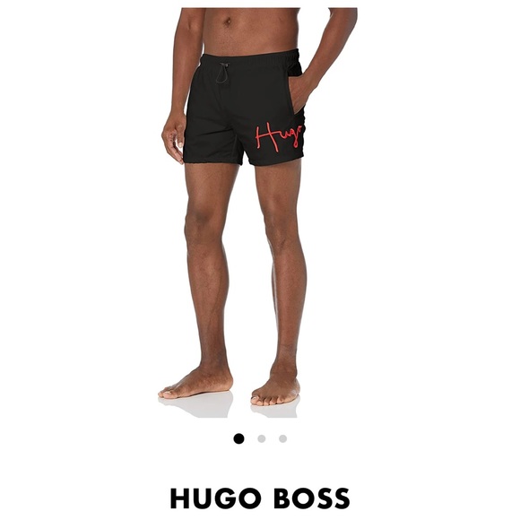 HUGO | Swim | Hugo Boss Mens Standard Logo Scribble Black Red Logo Swim ...